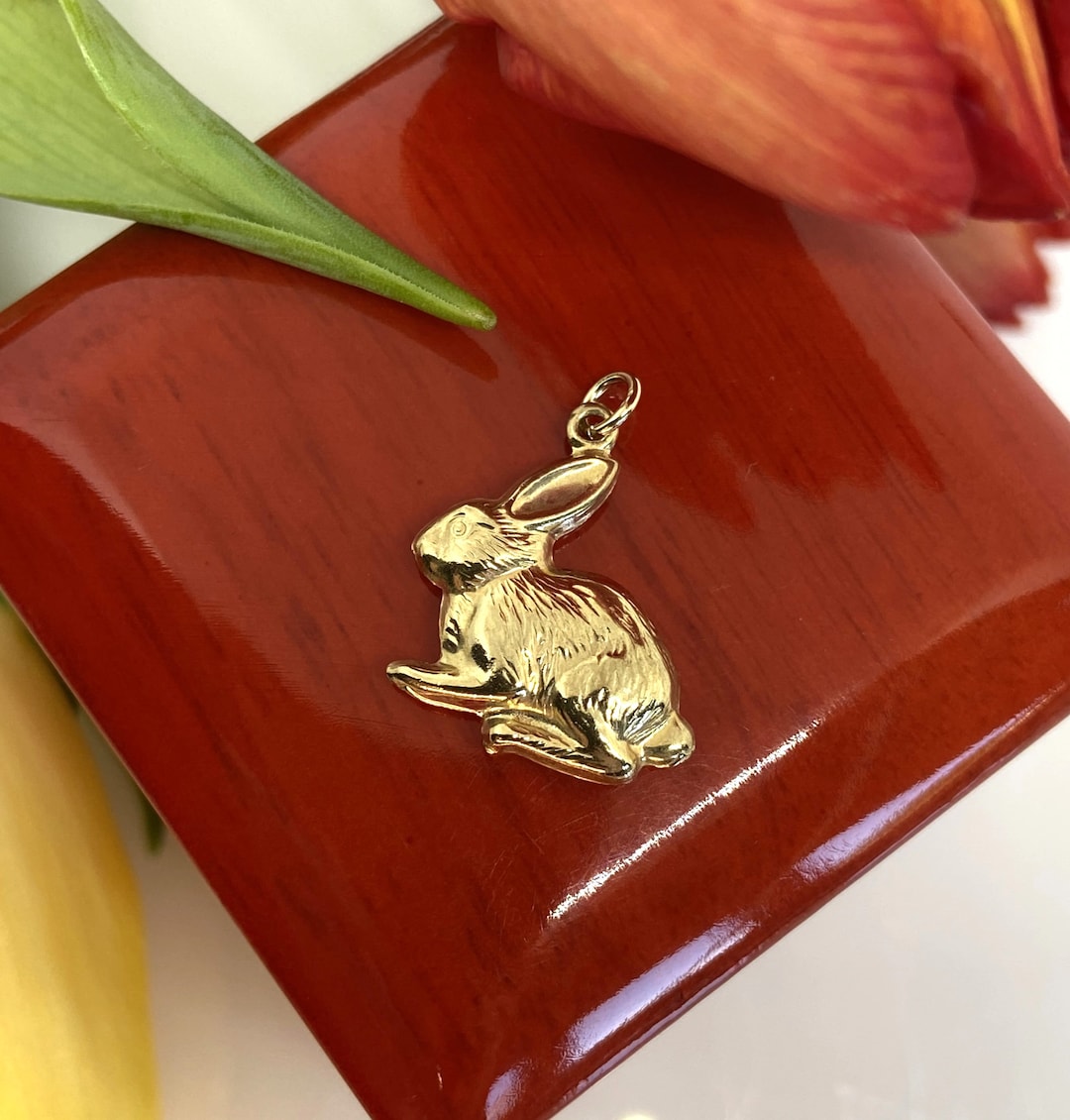 Vintage 9ct Gold Rabbit Charm Pendant - Etsy
