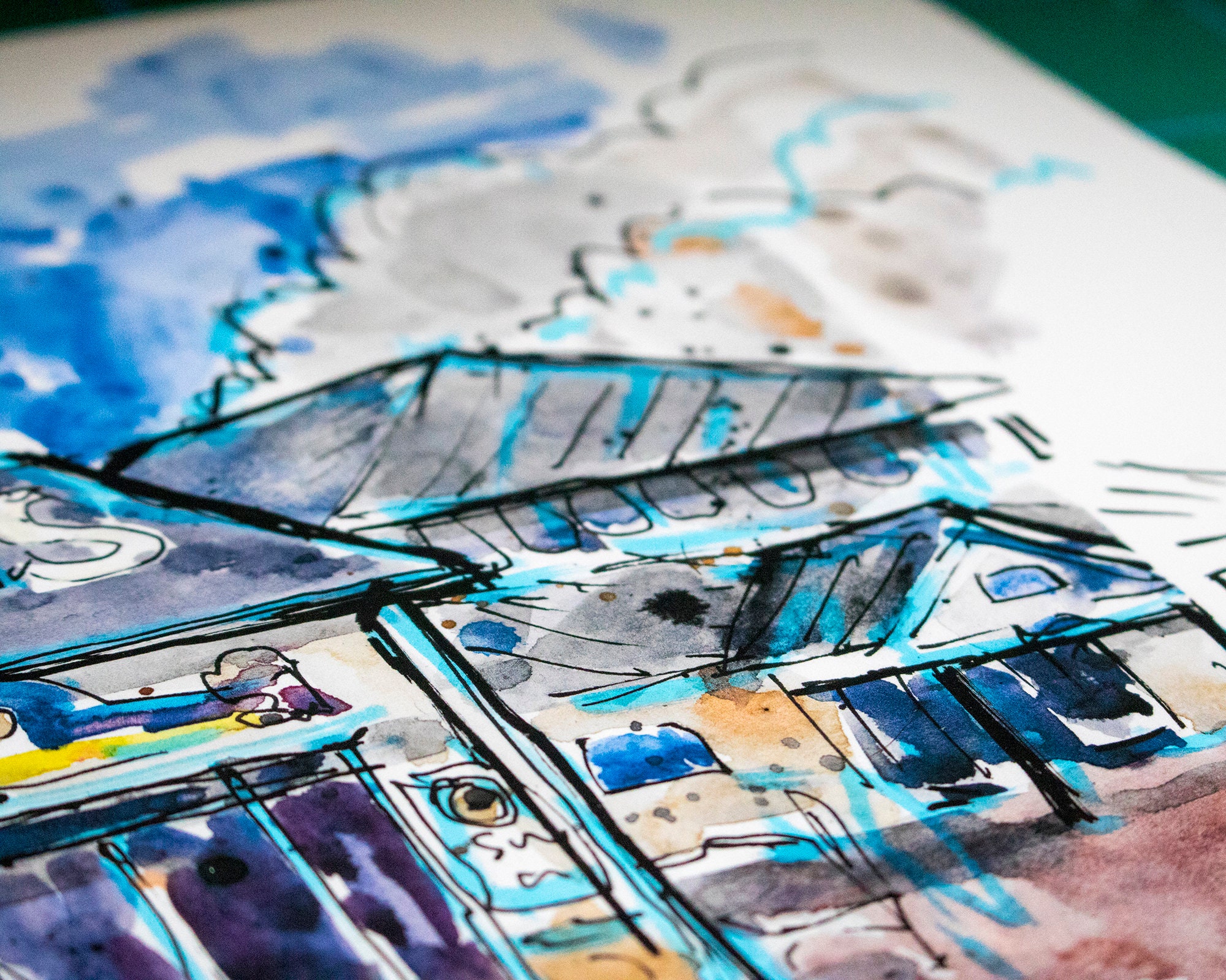 made with posca markers and watercolour paints Embellished print of the ...