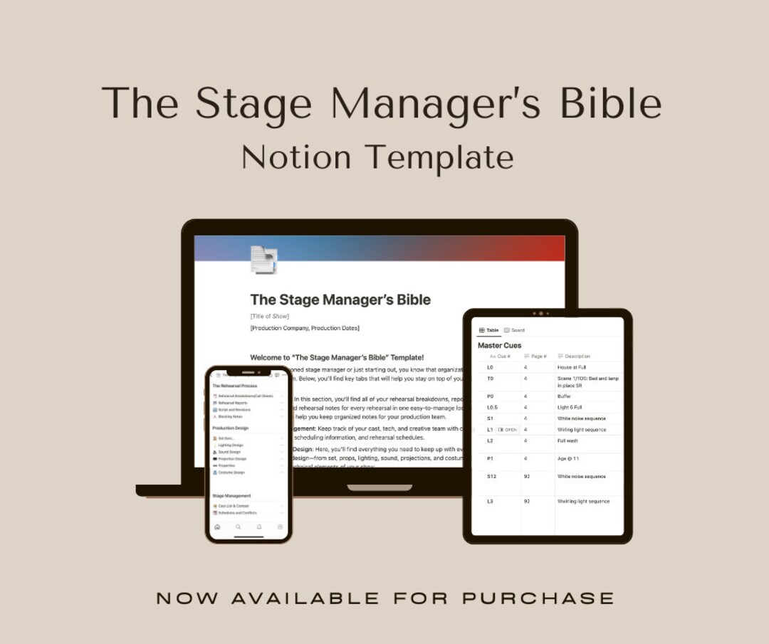 The Stage Manager's Bible Notion Template - Etsy