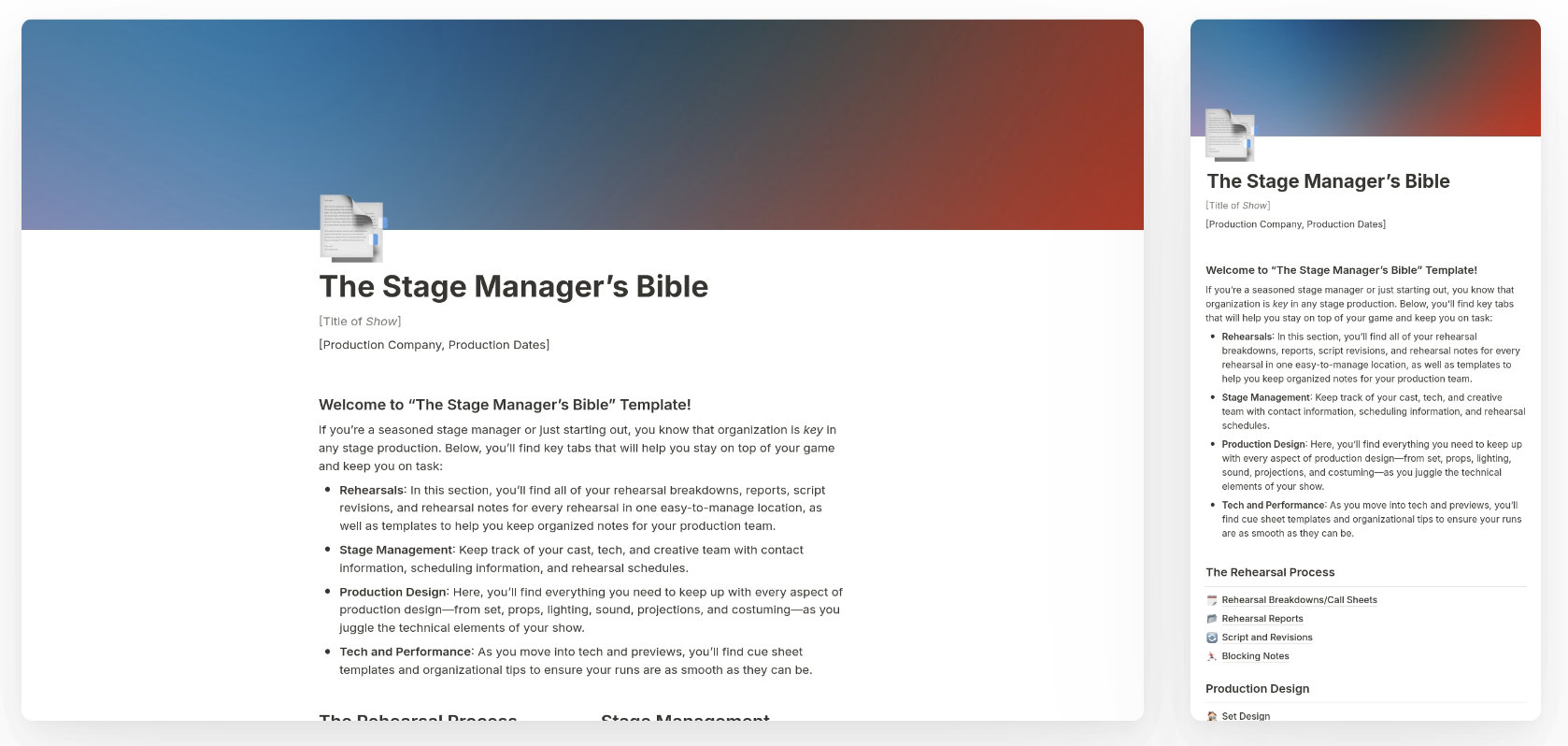 The Stage Manager's Bible Notion Template - Etsy