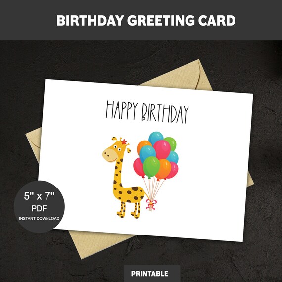 Happy Birthday Giraffe Print