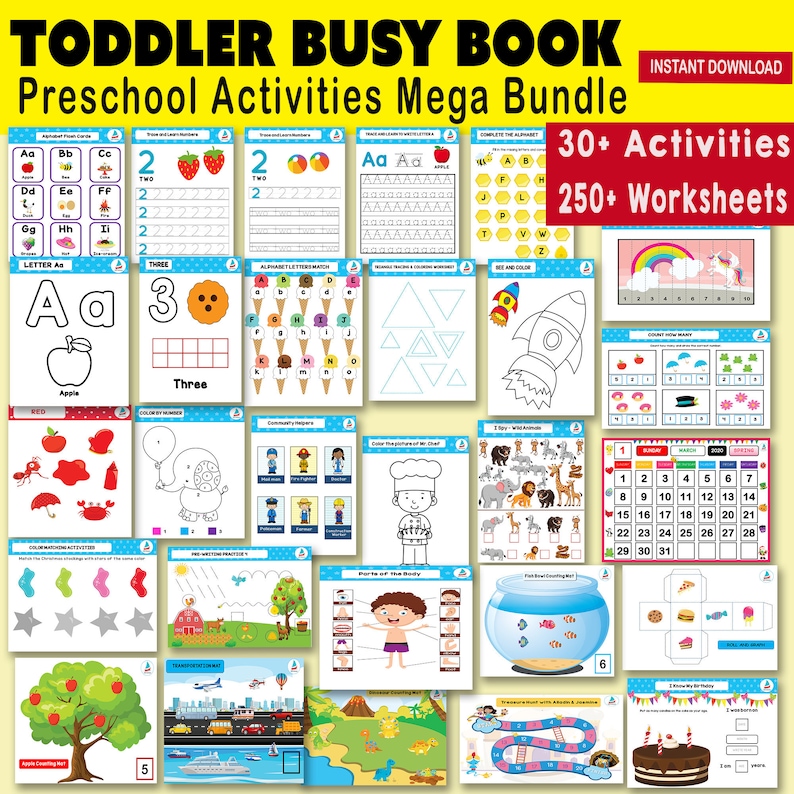 Busy Book Toddler Busy Binder Printable Pre-k Back to School - Etsy