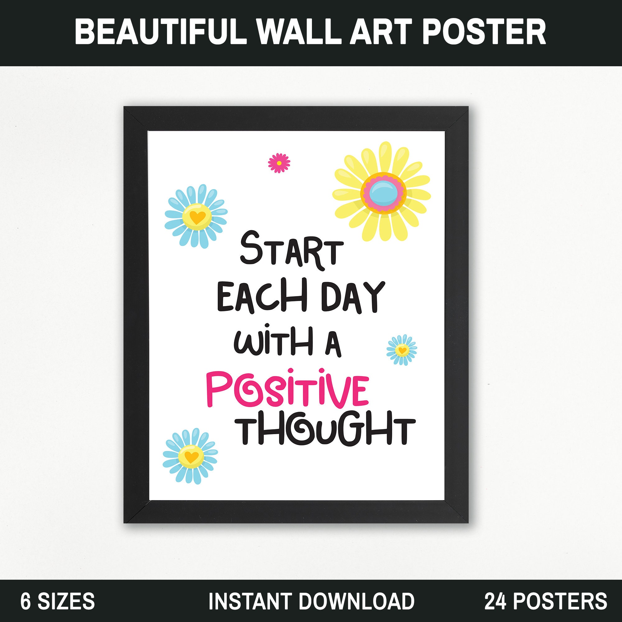 Positive Inspirational Quotes Wall Art Poster Kids Room Classroom Wall ...
