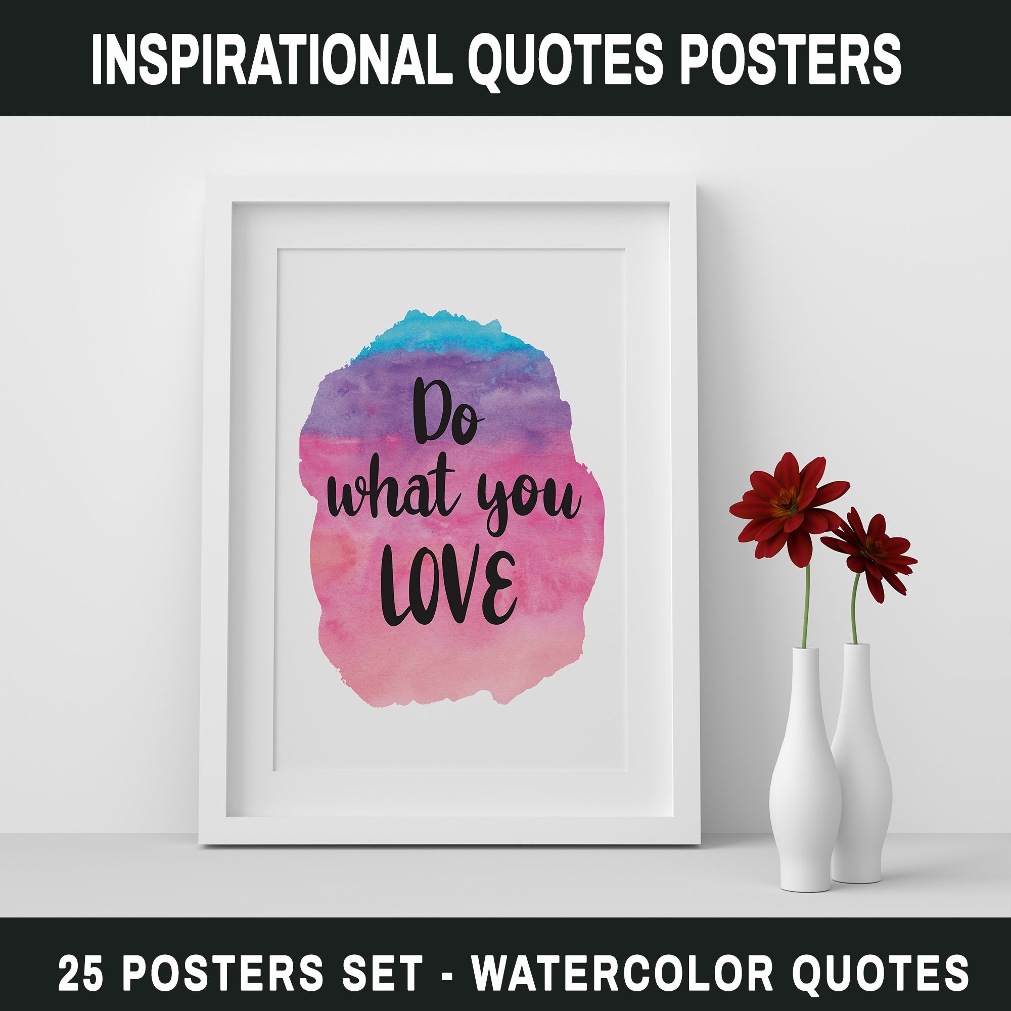 Inspirational Quotes Watercolor Wall Art Prints Set of 25 | Etsy