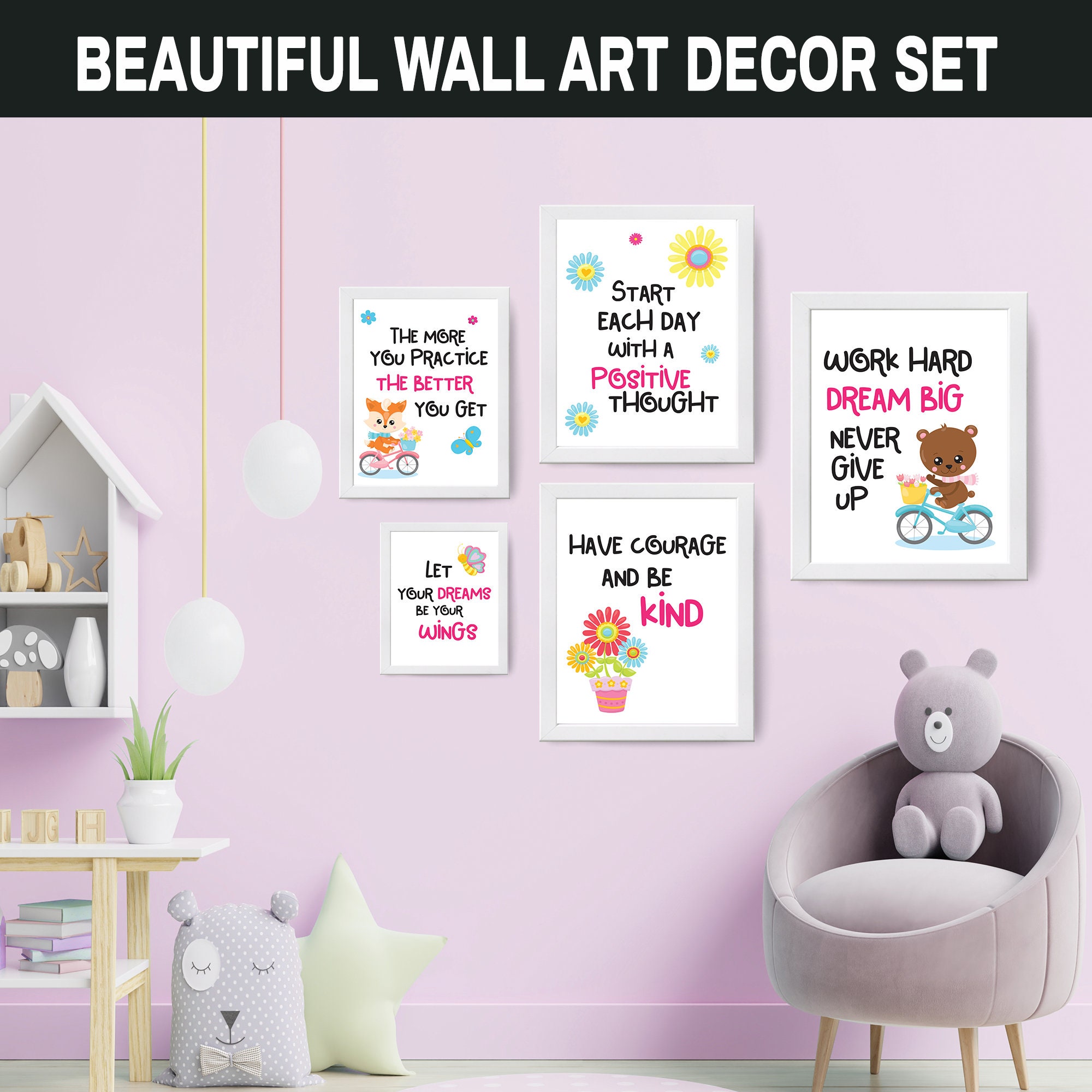Positive Inspirational Quotes Wall Art Poster Kids Room Classroom Wall ...