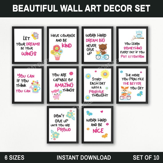 Positive Inspirational Quotes Wall Art Poster Kids Room | Etsy