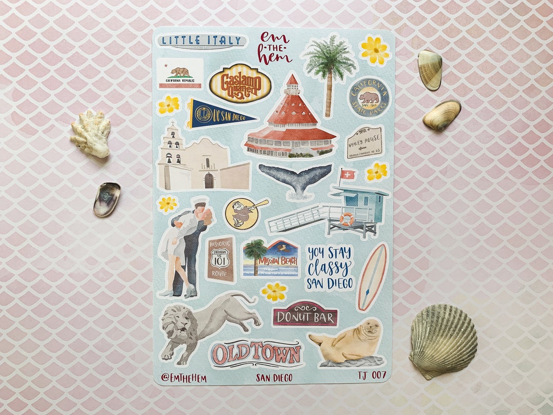 San Diego Sticker Set -- SD Planner Stickers -- Travel Journal Stickers ...