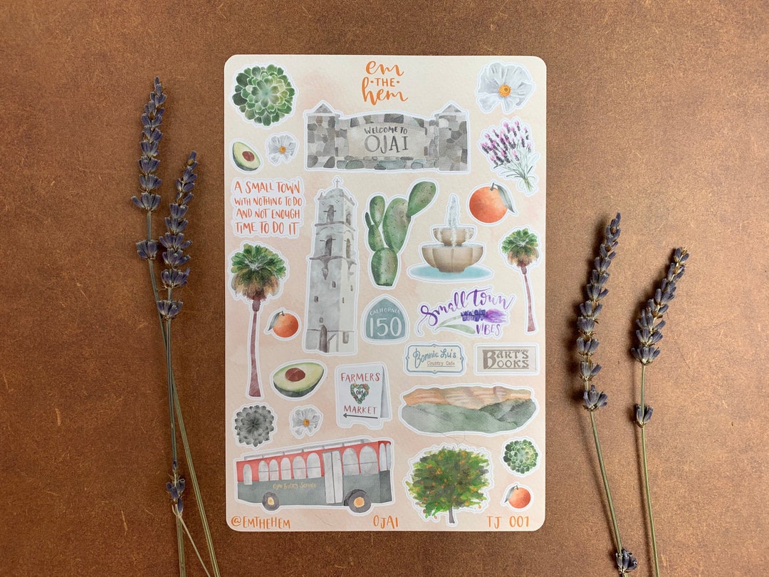 Ojai Sticker Set -- Ojai, CA Planner Stickers -- Travel Journal ...