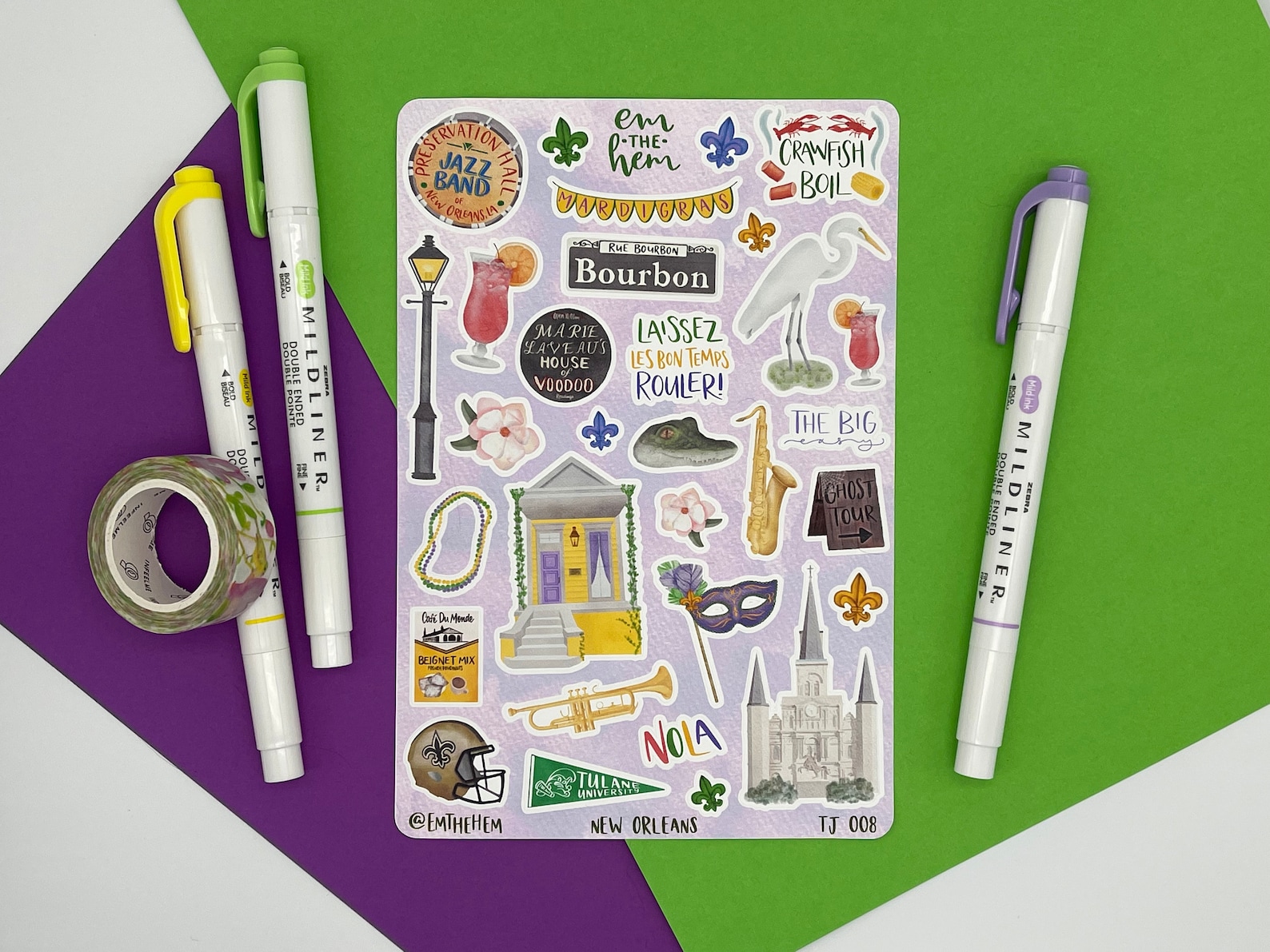 New Orleans Sticker Set NOLA Planner Stickers Travel | Etsy
