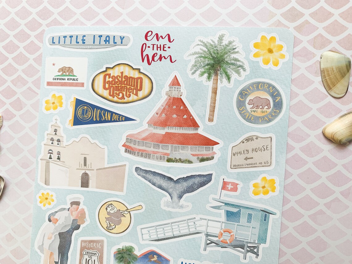 San Diego Sticker Set SD Planner Stickers Travel Journal | Etsy