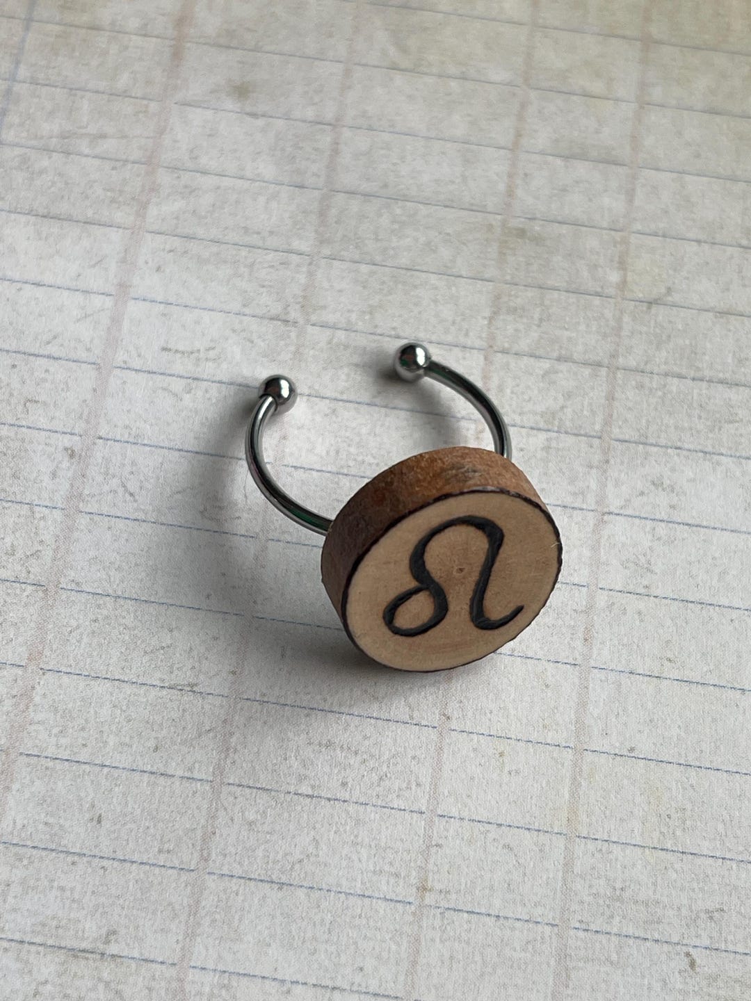 Wood Burned Leo Ring - Etsy