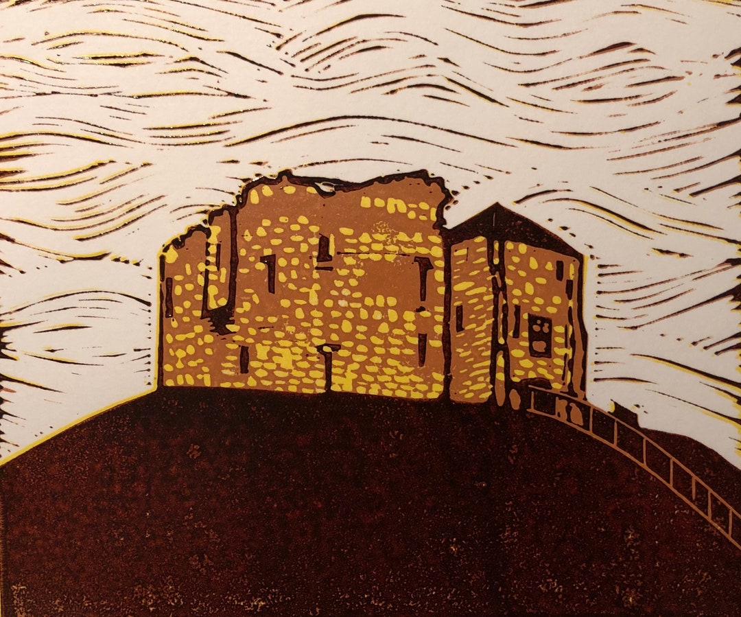 Lino Print, 'clifford's Tower, York' - Etsy UK