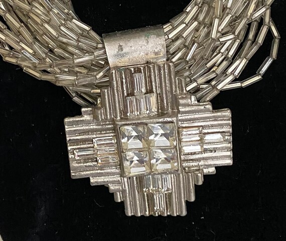 Multi-Strand Bugle Beaded Necklace with unique Cross-… - Gem