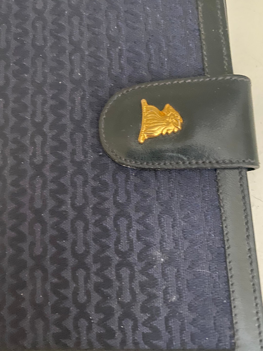 Mark Cross Wallet in Dark Blue Fabric and Black Leather Trim - Etsy