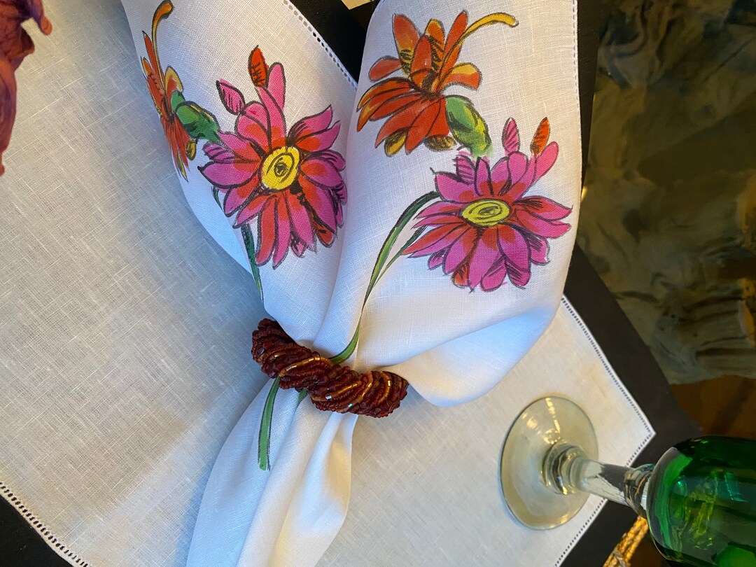 Liz Wain 4 Napkins & Placemats Original Hand Painted Designs in 100% ...