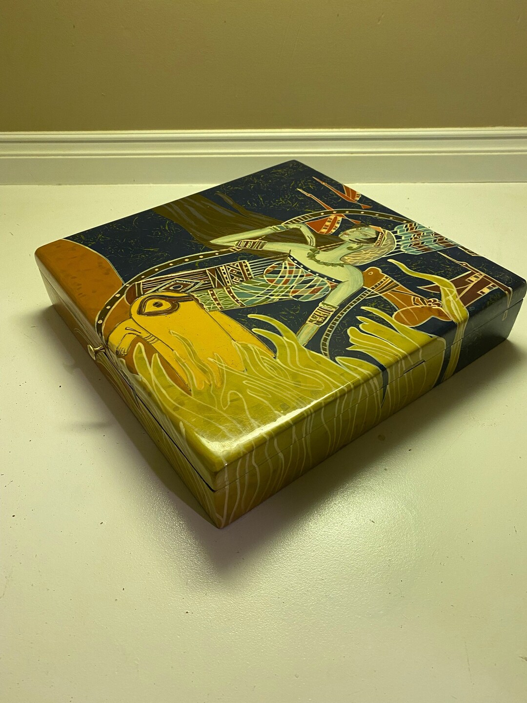 Handpainted Enamel Decorative Box, Middle East Inspired, 12x12x3 - Etsy