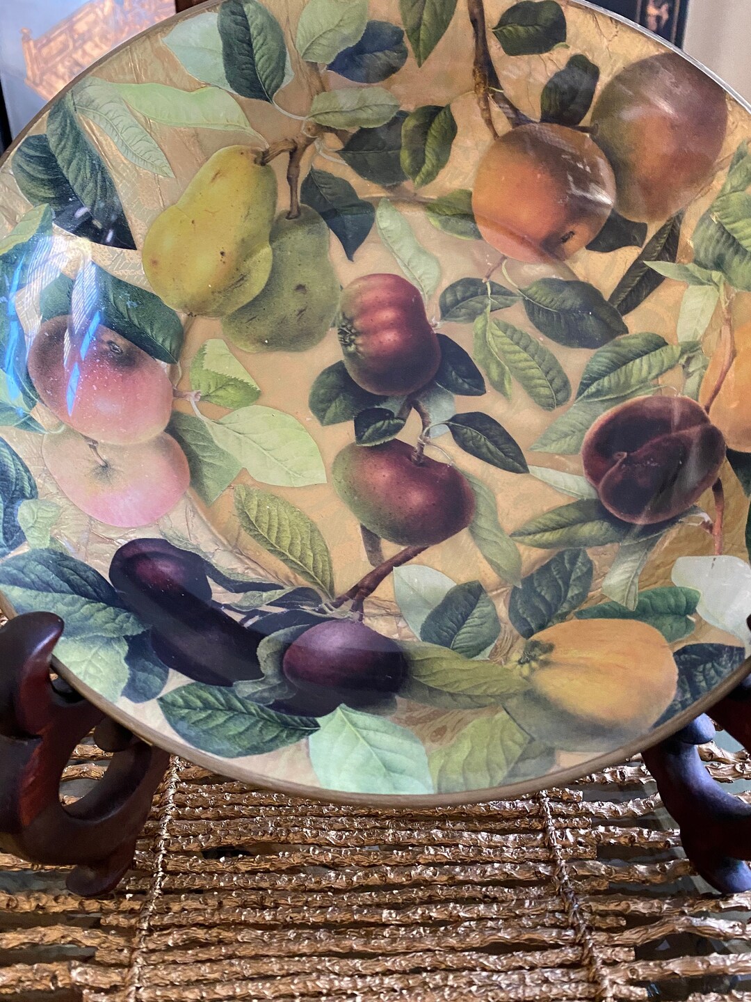 Georgous, Rare Durwin Rice Decoupage, Hand Made Decorative Fruit Bowl ...