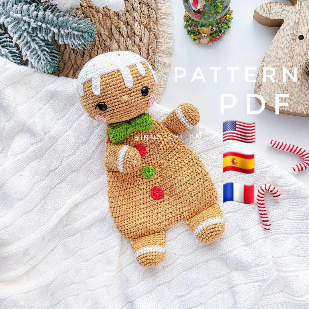 Gingerbread Boy Crochet Pattern: Baby Lovey Snuggler (PDF) - Etsy