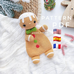 Gingerbread Boy Crochet Pattern: Baby Lovey Snuggler (PDF) - Etsy