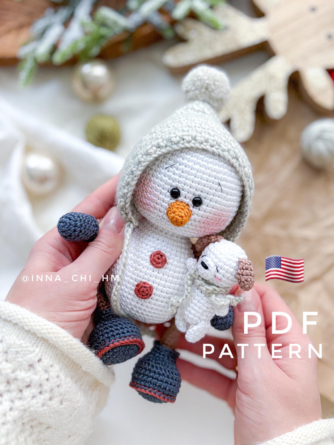 Snowman Amigurumi Crochet Pattern: Christmas Toy Tutorial (PDF) in ...