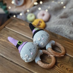 PATTERN: Moon in Witch Hat | Baby Rattle | Halloween Baby Gift| Crochet ...