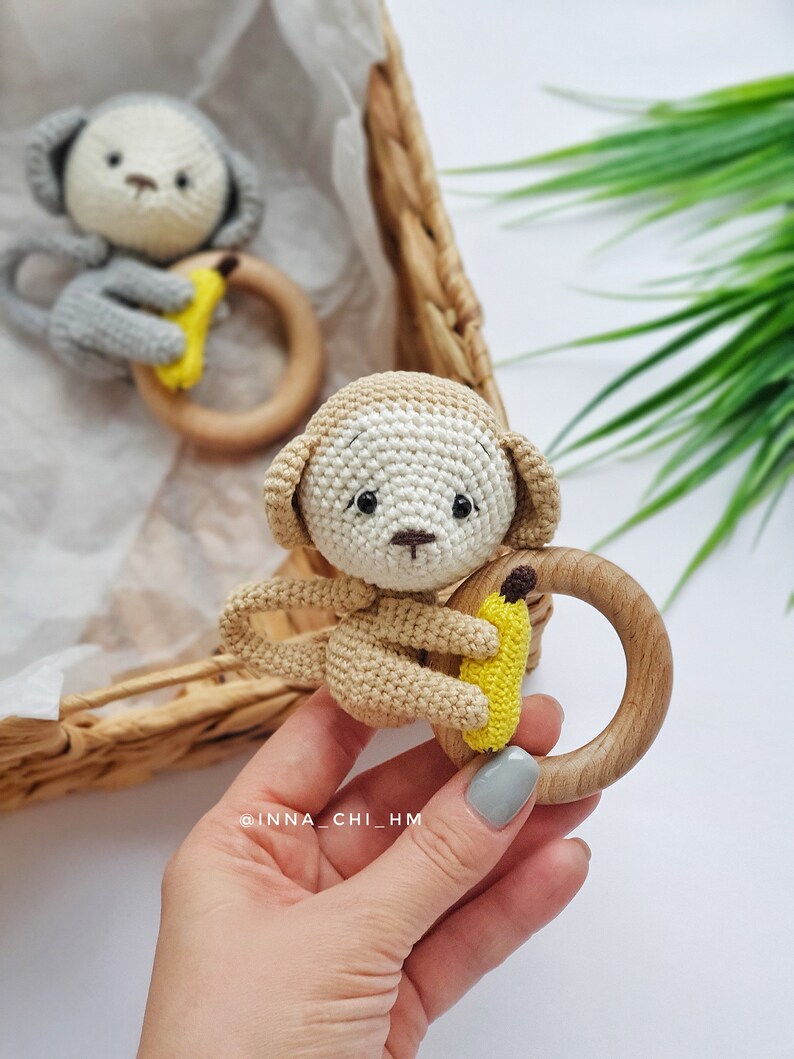 CROCHET PATTERN Monkey Baby Rattle Safari Animal Rattle - Etsy