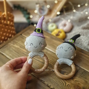 PATTERN: Moon in Witch Hat | Baby Rattle | Halloween Baby Gift| Crochet ...