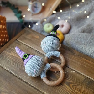 PATTERN: Moon in Witch Hat | Baby Rattle | Halloween Baby Gift| Crochet ...