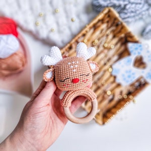 PATTERN ONLY: Reindeer Baby Rattle Deer Amigurumi Toy Deer Toy Tutorial ...