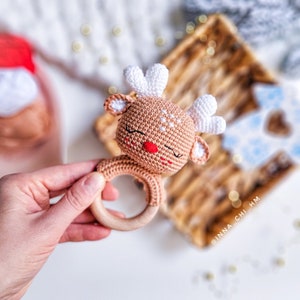 PATTERN ONLY: Reindeer Baby Rattle Deer Amigurumi Toy Deer Toy Tutorial ...