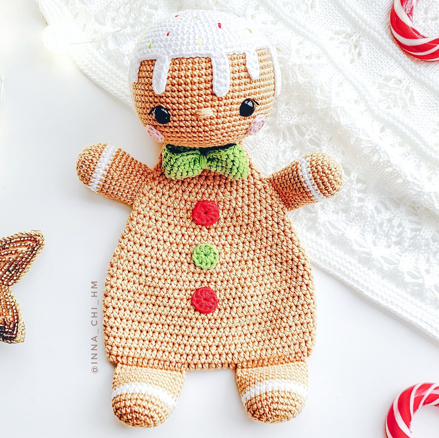 Gingerbread Boy Crochet Pattern: Baby Lovey Snuggler (PDF) - Etsy