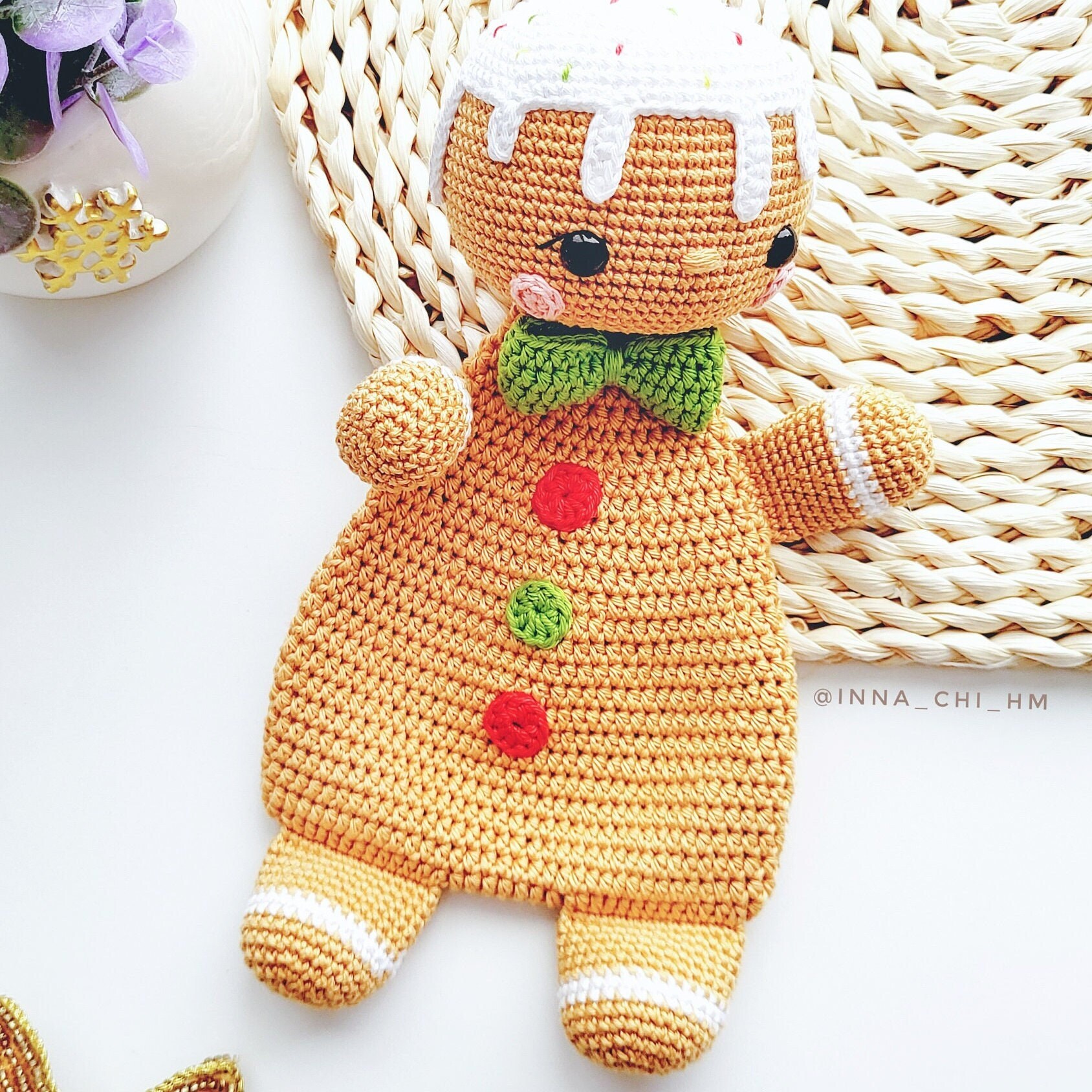 Gingerbread Boy Crochet Pattern: Baby Lovey Snuggler (PDF) - Etsy