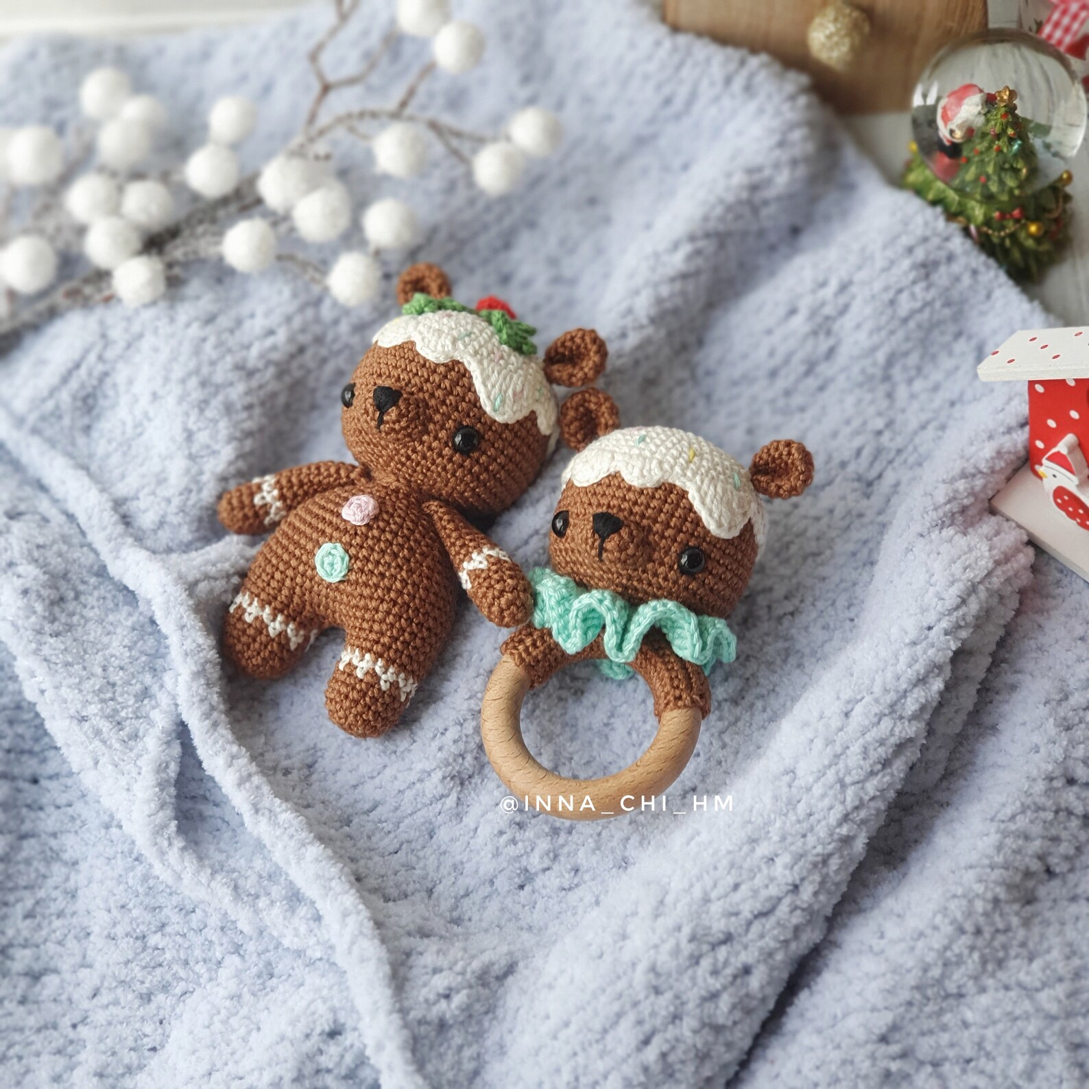 Set of 2 PATTERNS: Christmas Gingerbread Bear Toy and Rattle - Etsy