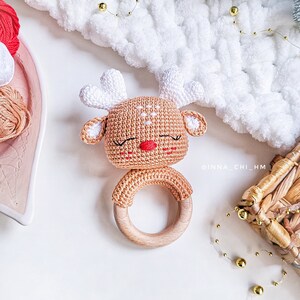 PATTERN ONLY: Reindeer Baby Rattle Deer Amigurumi Toy Deer Toy Tutorial ...
