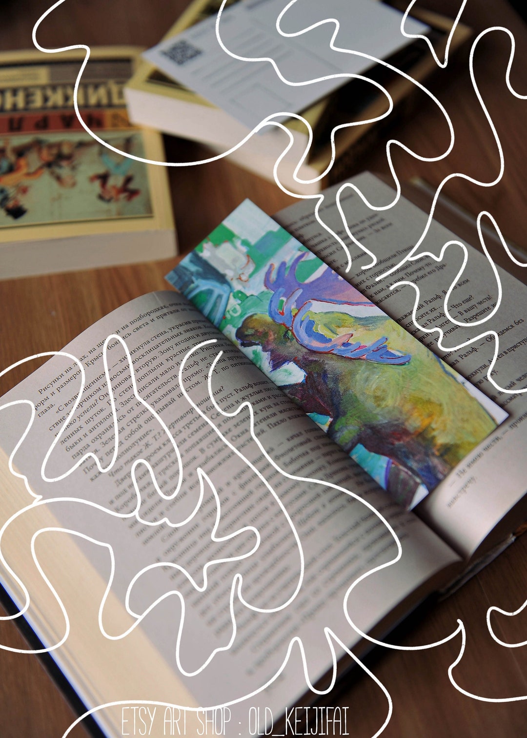 MOOSE Bookmark Illustrated Bookmarks Cozy Art Cute Bookmark Matte ...