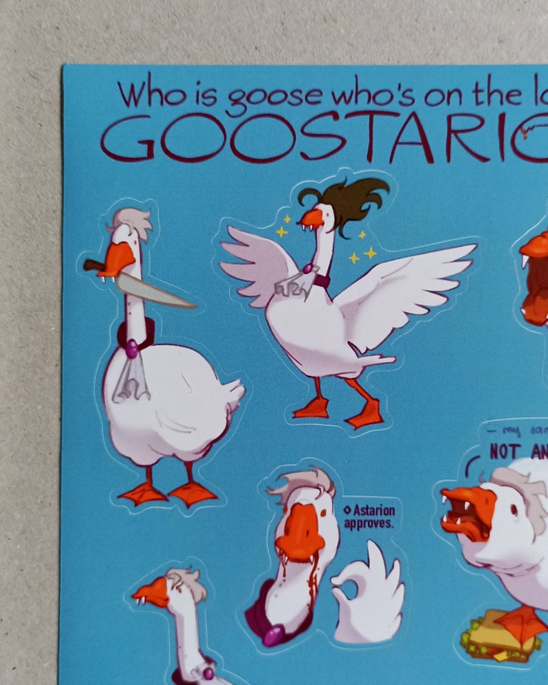 BG3 Goostarion Vinyl Stickerpack Baldurs Gate Astarion Goose Waterproof ...