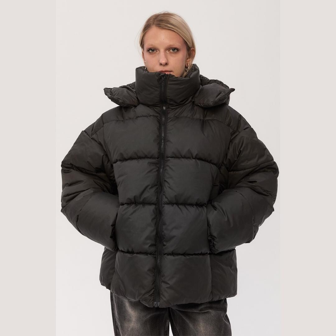 Black Puffer Jacket for Women | Warm Winter Coat With High Collar and ...