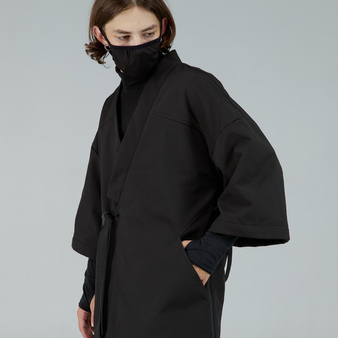 Kimono, Black Trench Coat, Samurai Jacket, Long Trench Coat, Nylon ...