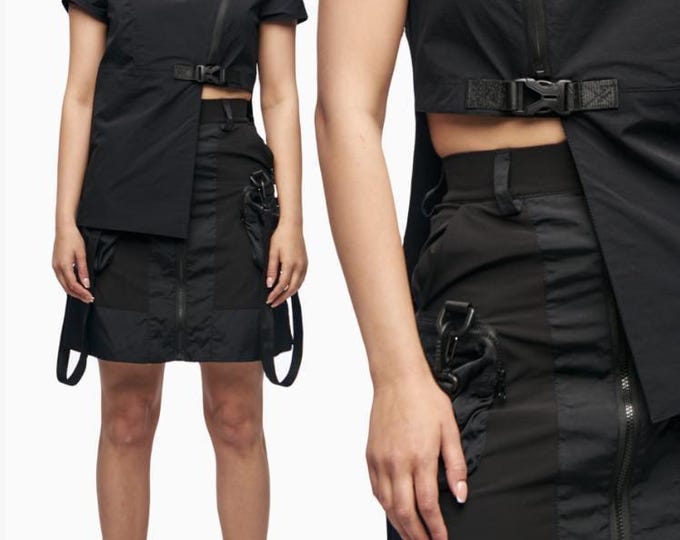 Cyber Element Black Techwear Mini Skirt - Etsy Canada