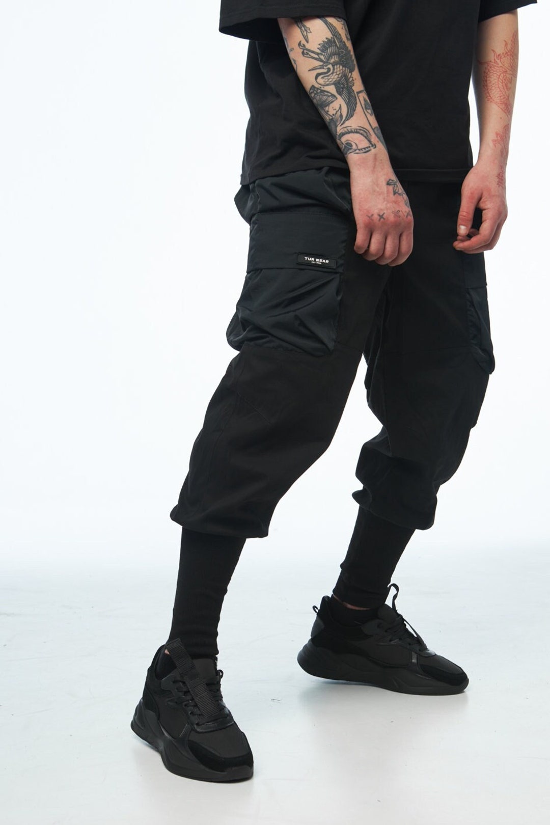 Men's Cargo Pants With Detachable Pockets Loose Fit, Elastic Waist ...