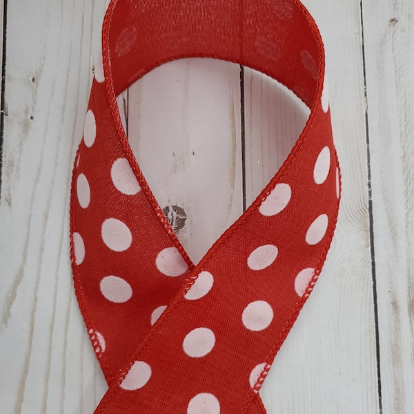 Red Polka Dot Wired Ribbon - Etsy