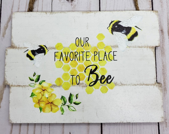 Bee Sign Bee Home Decor Bee Wreath Sign Farmhouse Inspired | Etsy