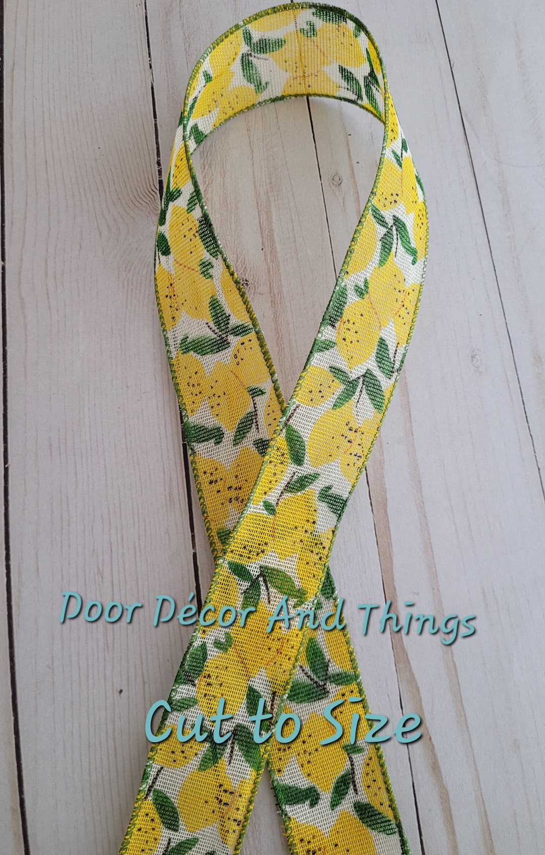 1.5" Lemon Wired Ribbon, Lemon Ribbon on Canvas, Cut to Size - Etsy