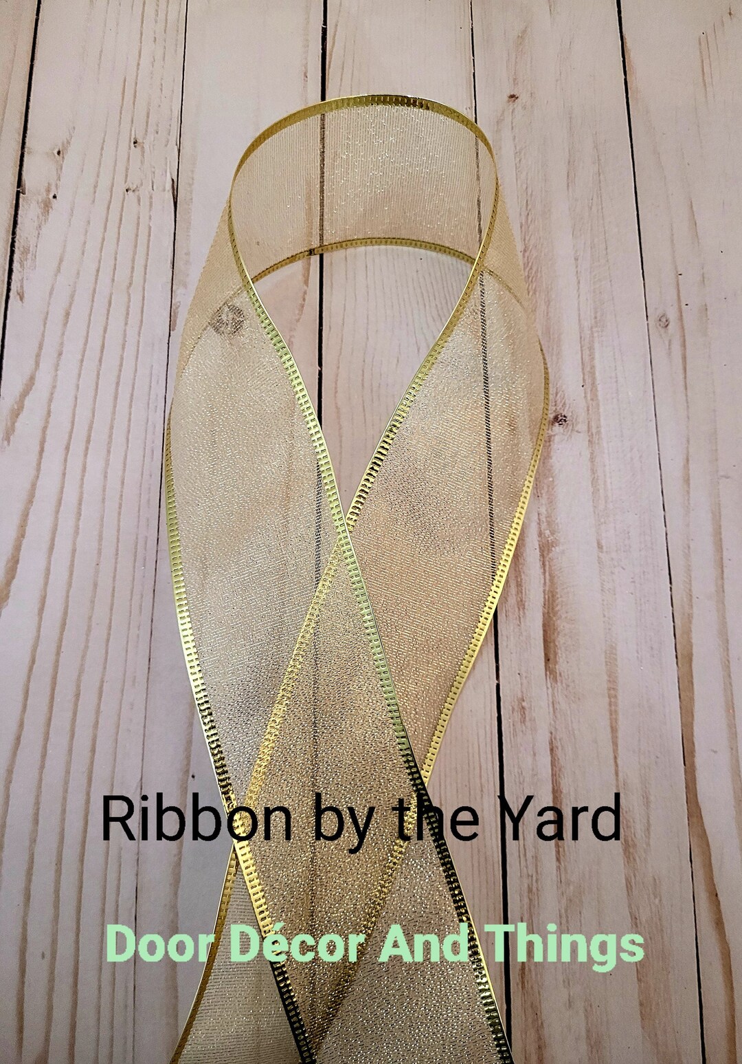 2.5" Gold Sheer Ribbon 3 Yards, Gold Ribbon, Gold Sheer, Cut to Size - Etsy