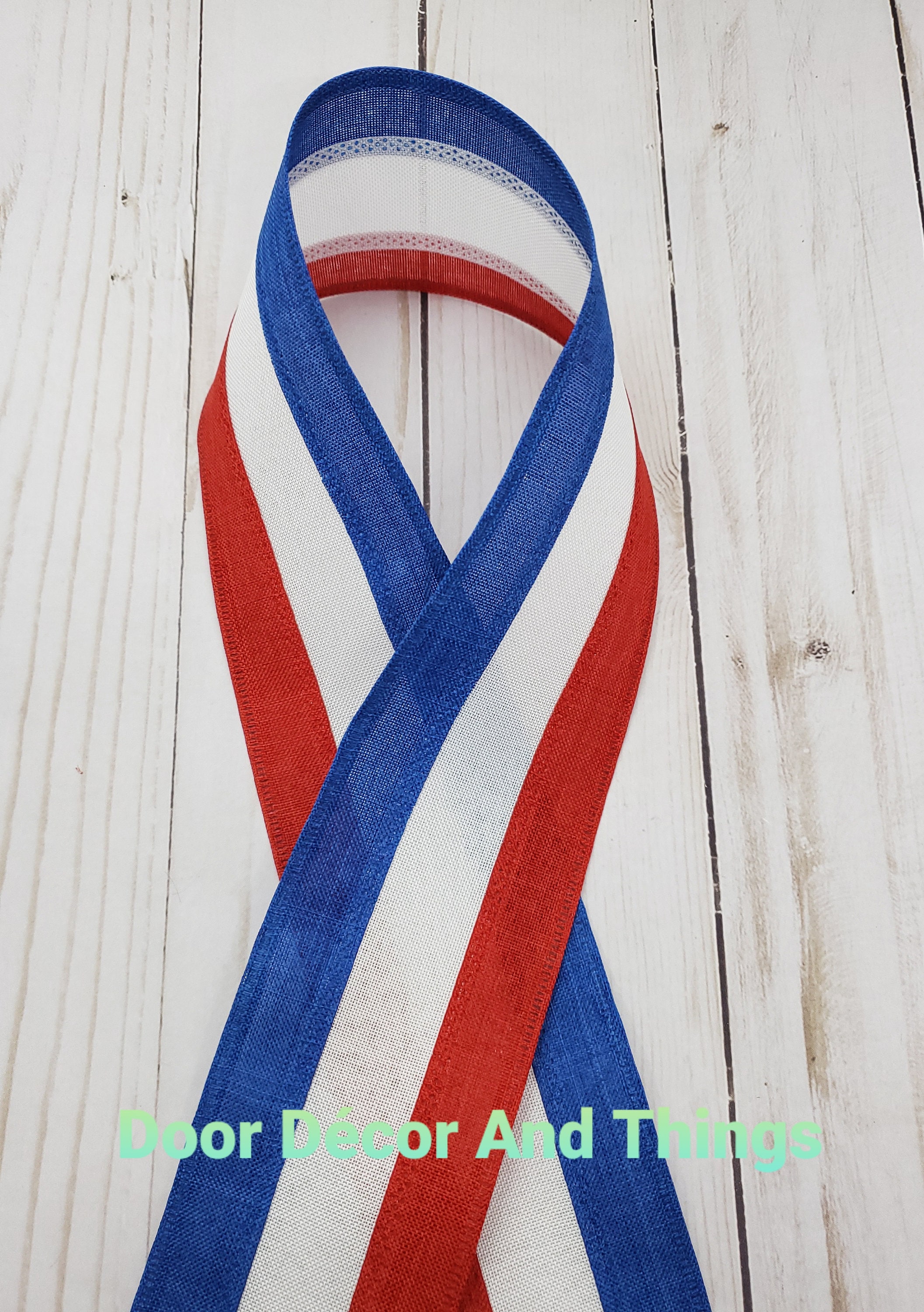 2.5 Red White Blue Tri Color Stripe Ribbon Royal | Etsy