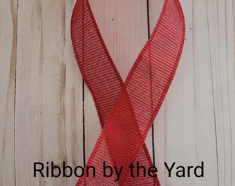 Sheer Red Wired Ribbon - Etsy