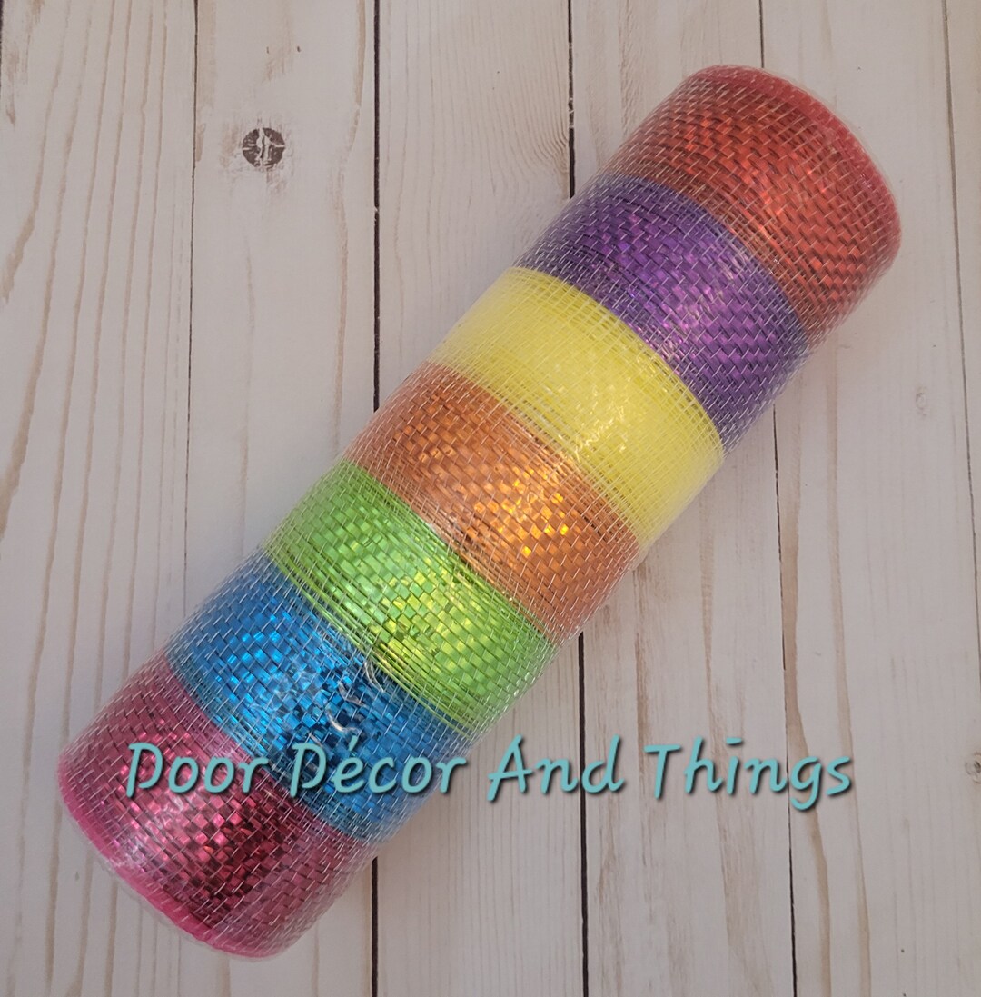Rainbow Mesh, Metallic Stripe Rainbow Mesh, Rainbow Poly Deco Mesh 10 ...