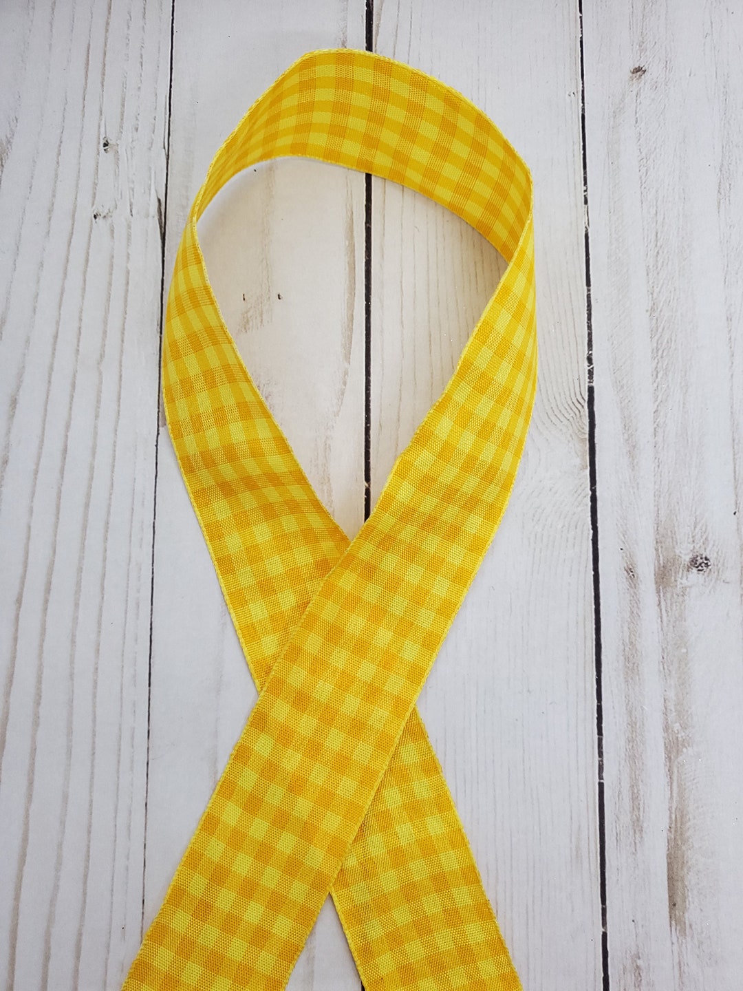 1.5 Yellow Gingham Ribbon, Wired Yellow Gingham Ribbon, Yellow Wired ...