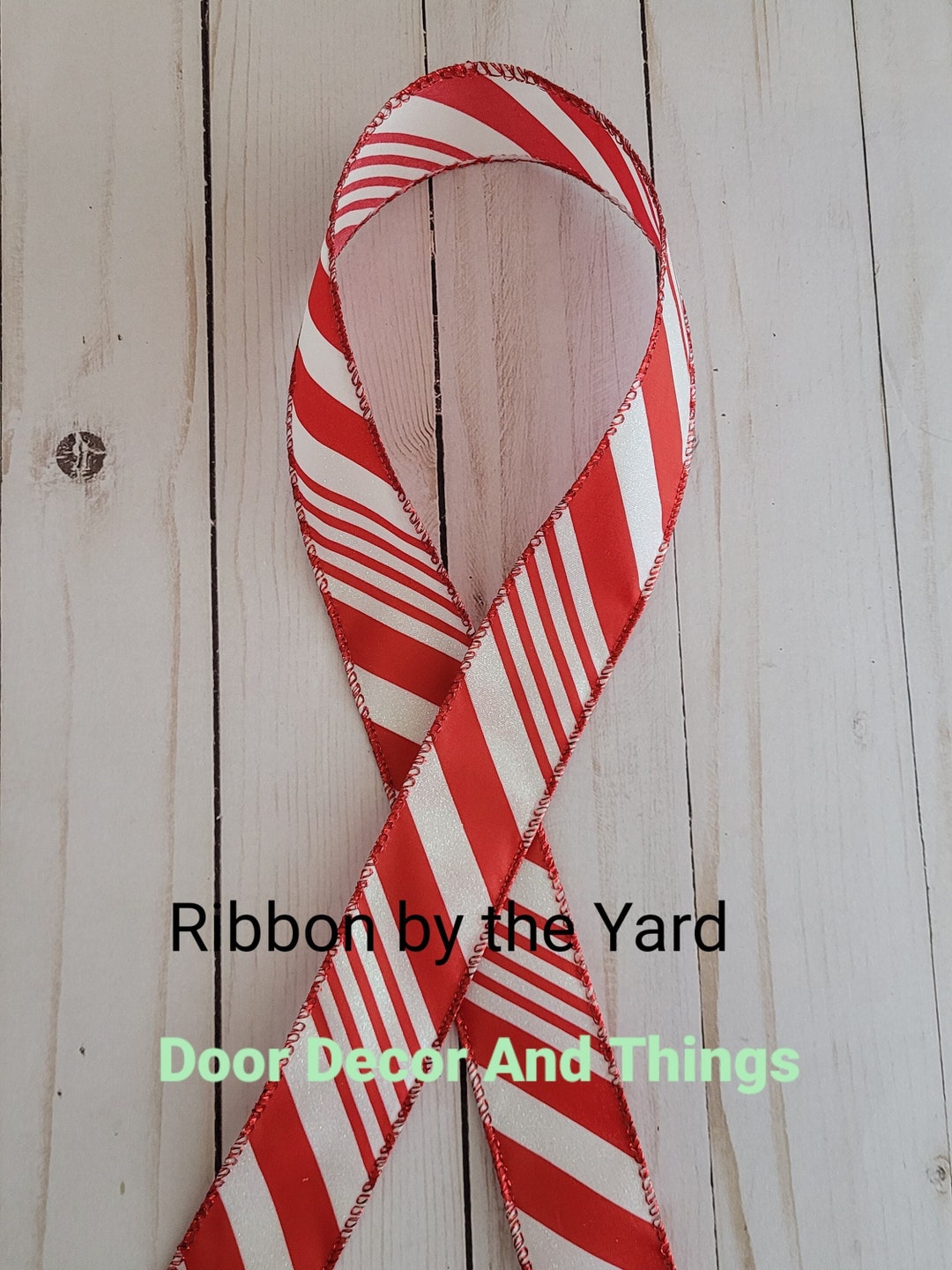 1.5" Red White Stripe Ribbon 3 Yards, Red With White Stripes Ribbon ...