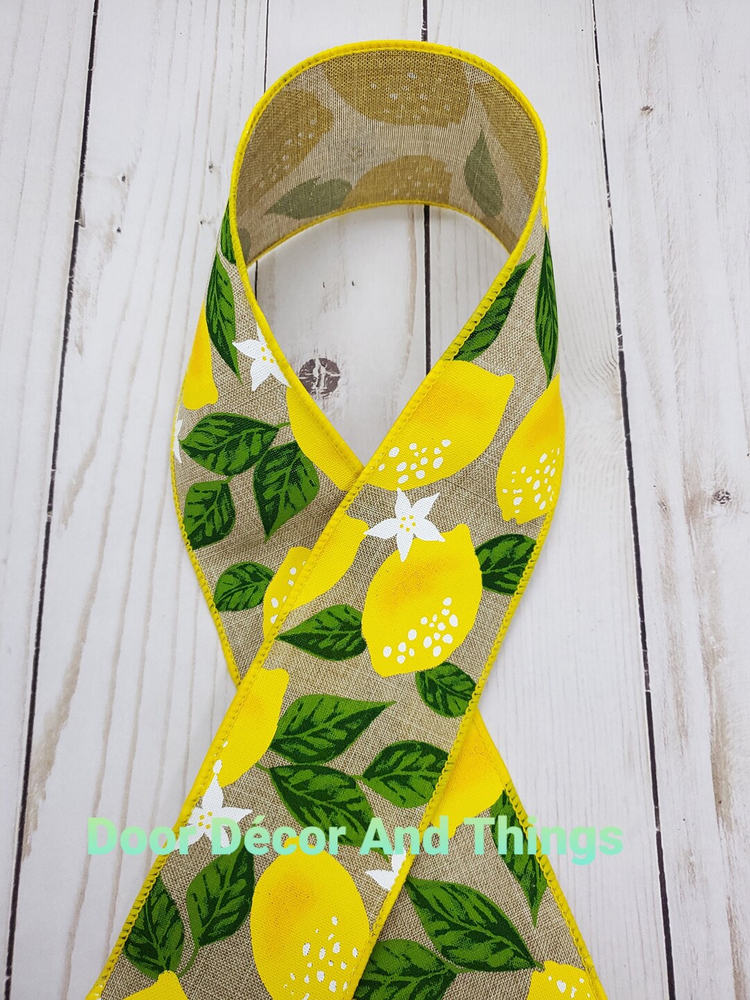 2.5" Lemons on Royal, Lemon Ribbon, Wired Lemon Ribbon, Daisy on Royal ...
